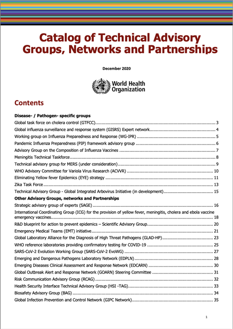 Catalogue of technical advisory groups, networks and partnerships 2020