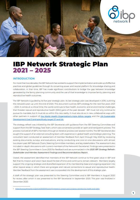 IBP Network Strategic Plan 2021 – 2025