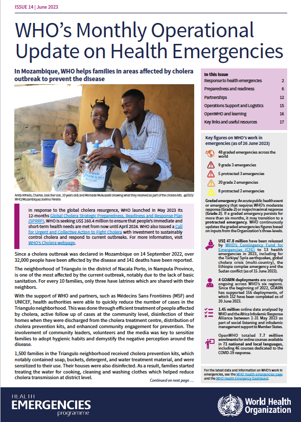 Monthly operational update on health emergencies - June 2023