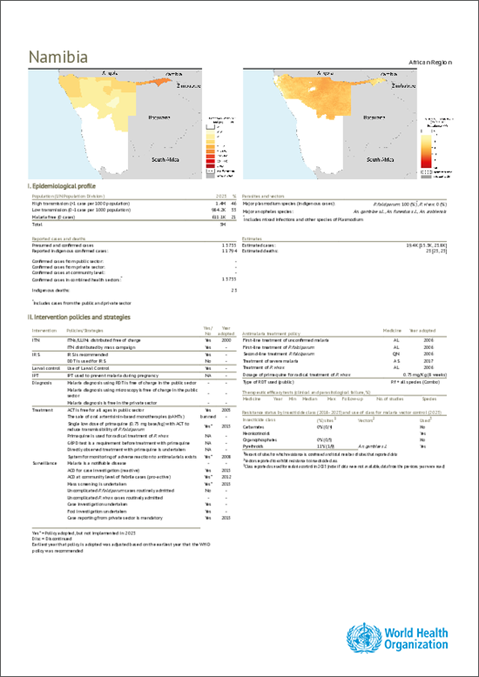 Malaria 2024 Namibia country profile