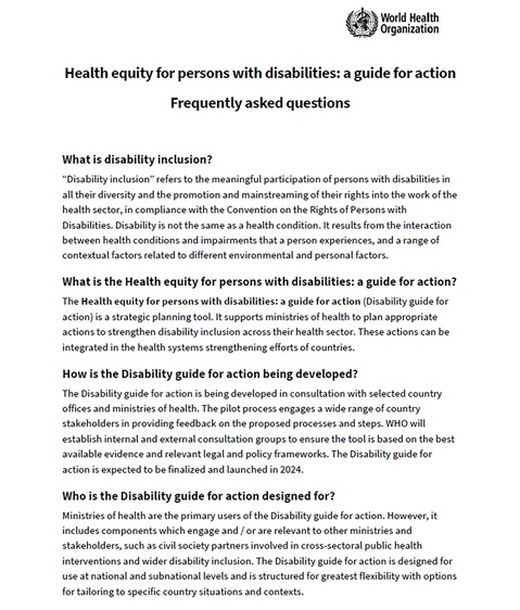 FAQ – Health equity for persons with disabilities: a guide for action