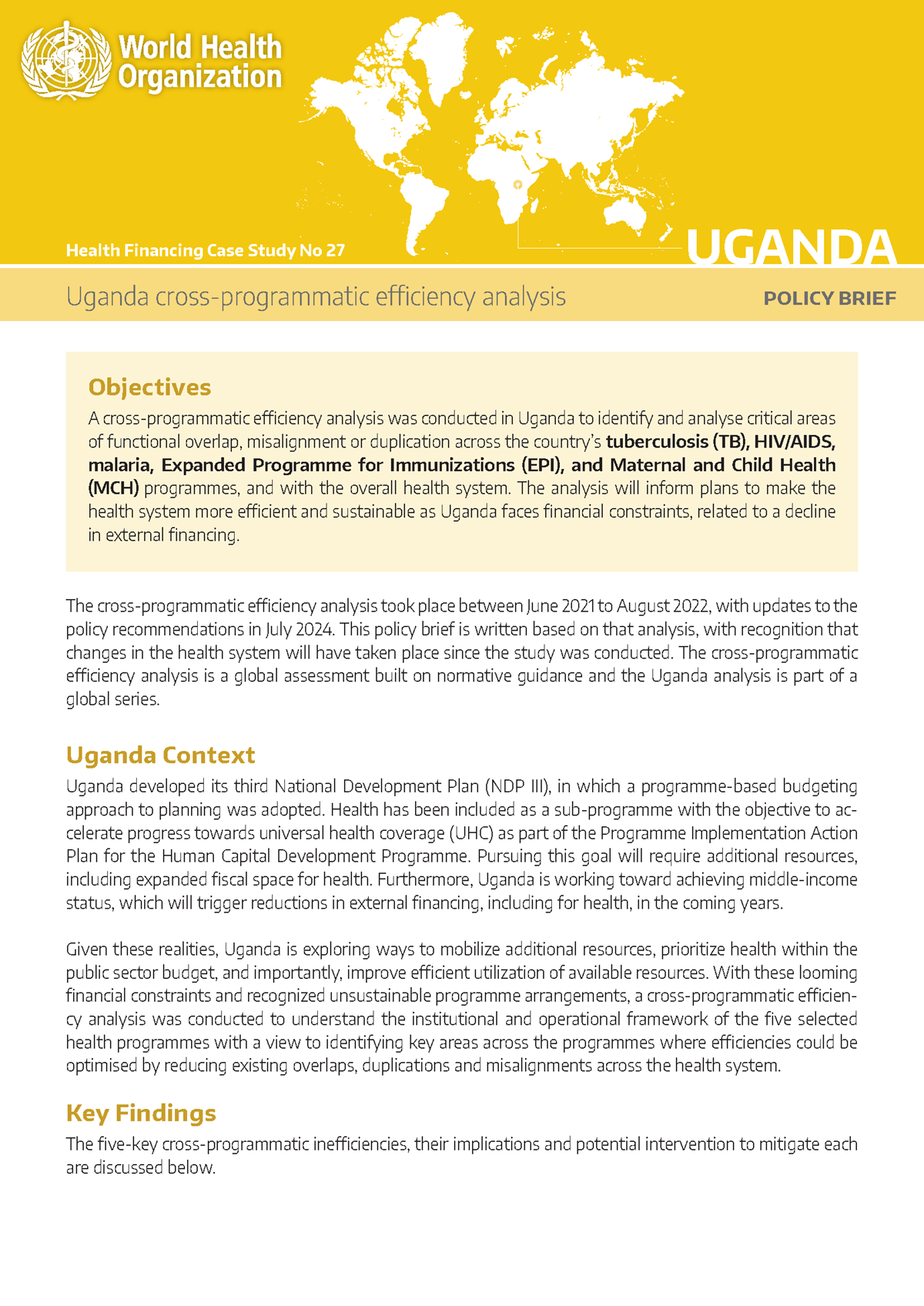 Uganda Cross-Programmatic Efficiency Analysis