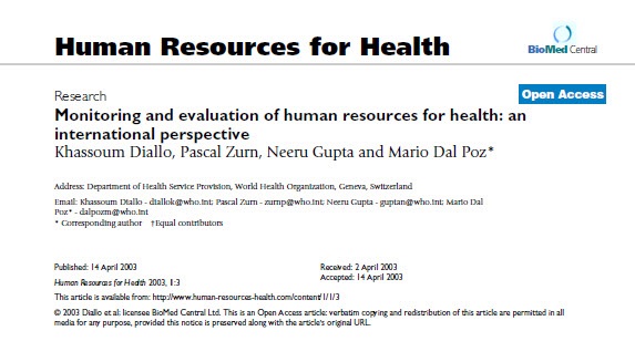 Monitoring and evaluation of human resources for health: an ...