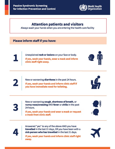 Passive syndromic screening for infection prevention and control
