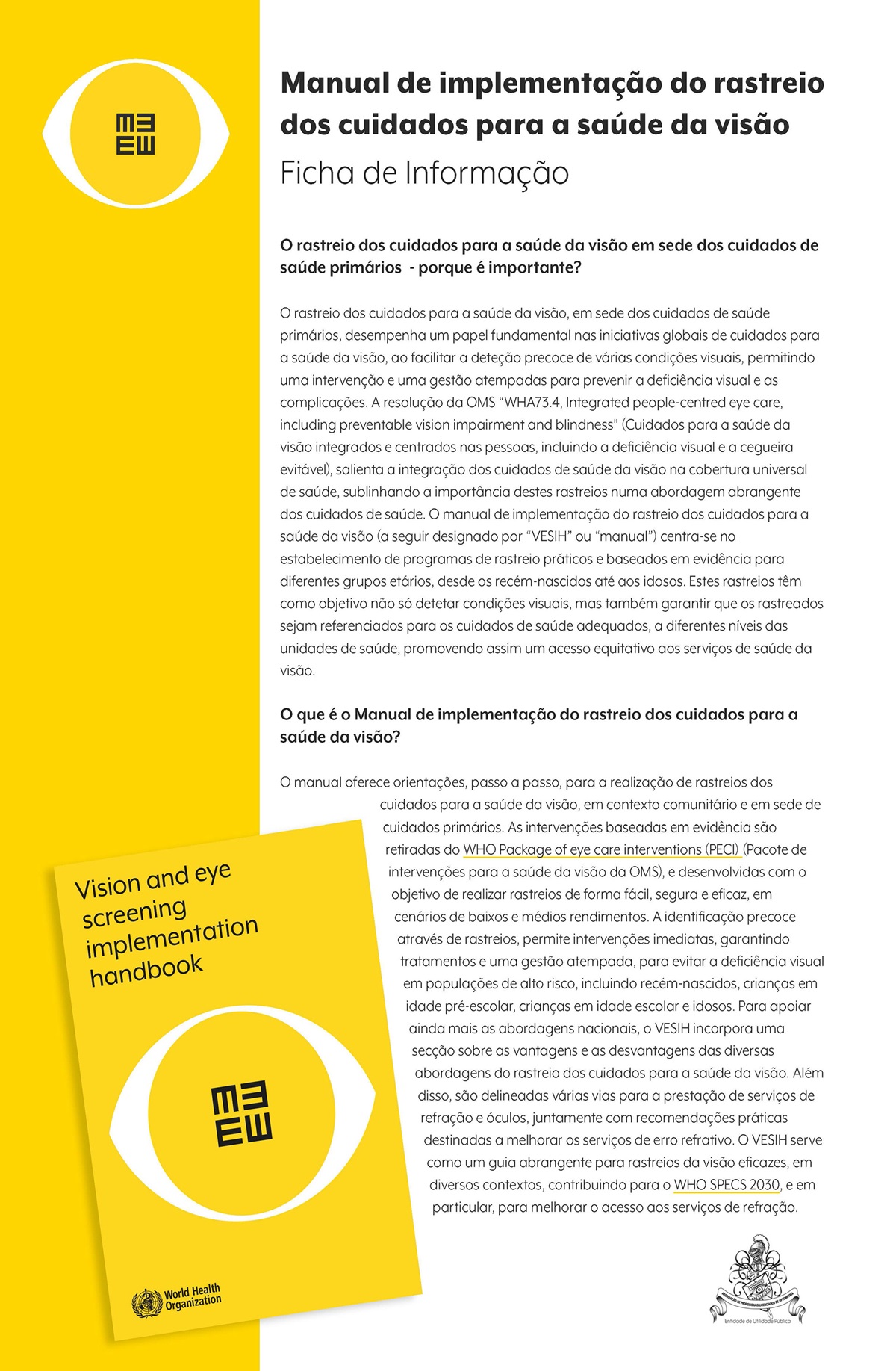 Manual de implementação do rastreiodos cuidados para a saúde da visão ...