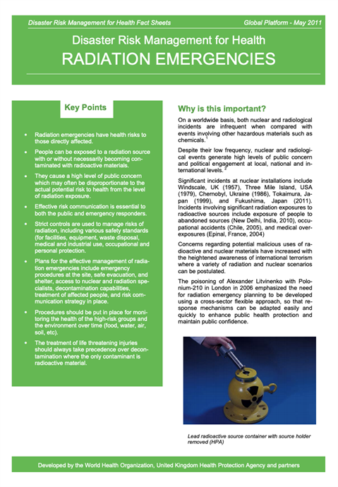 Disaster Risk Management for Health: Radiation emergencies