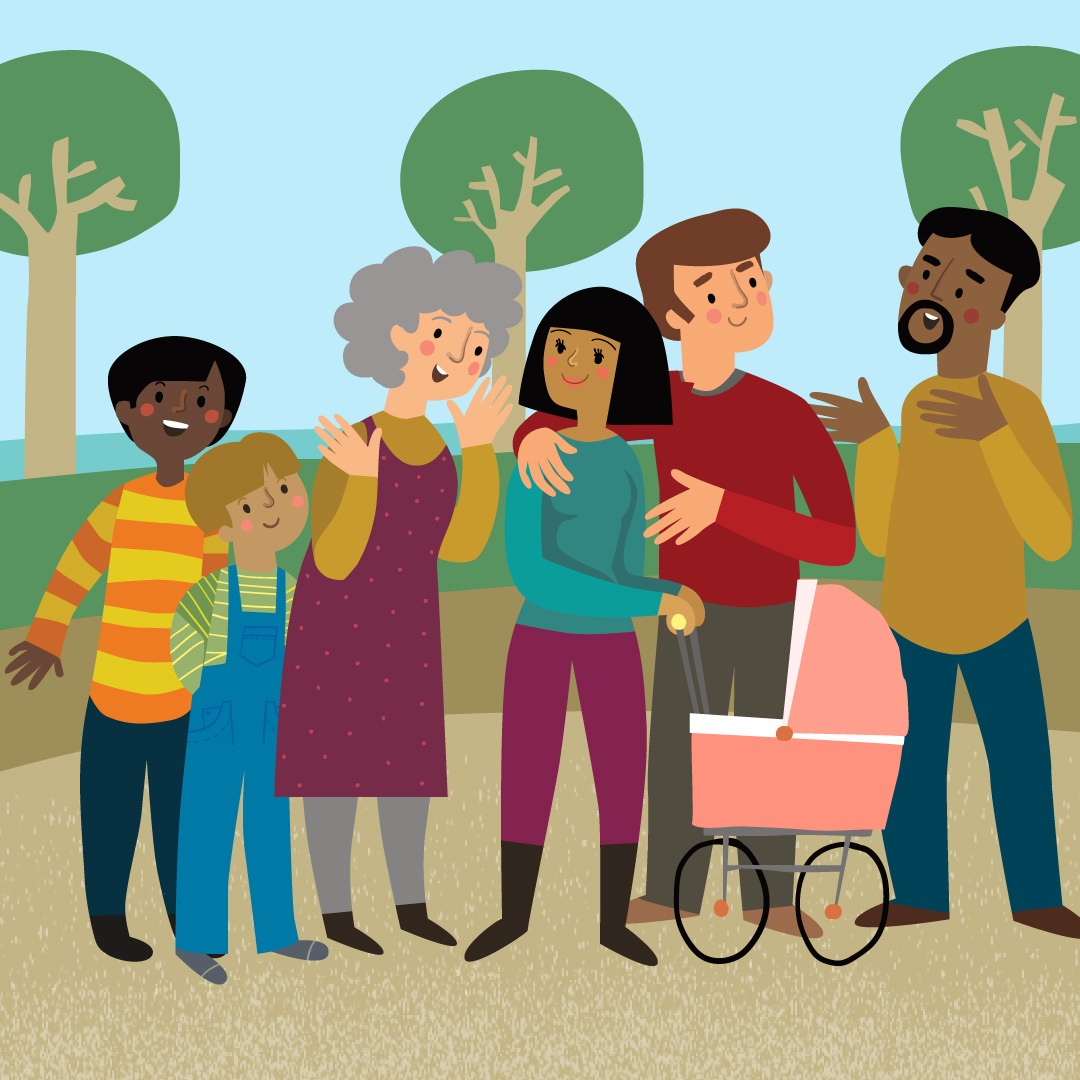 Talking to family, friends and people in the community