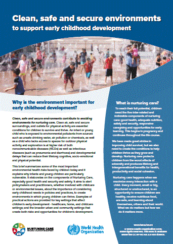 Clean, safe and secure environments to support early childhood development