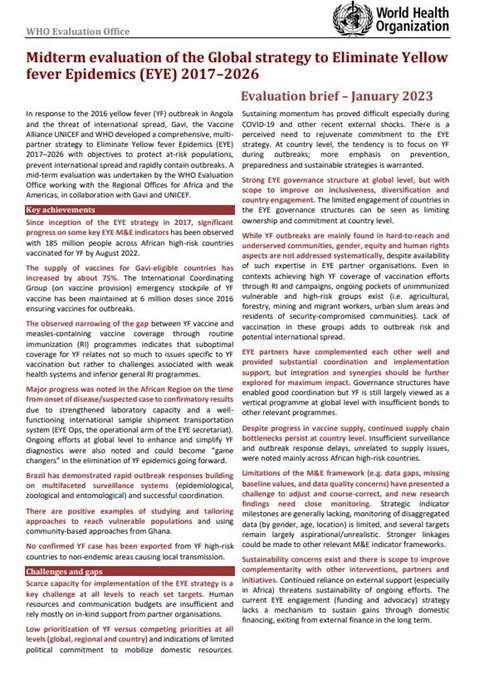 Mid-term evaluation of the Global Strategy to Eliminate Yellow Fever ...