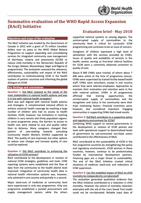 RAcE - Evaluation Brief - May 2018