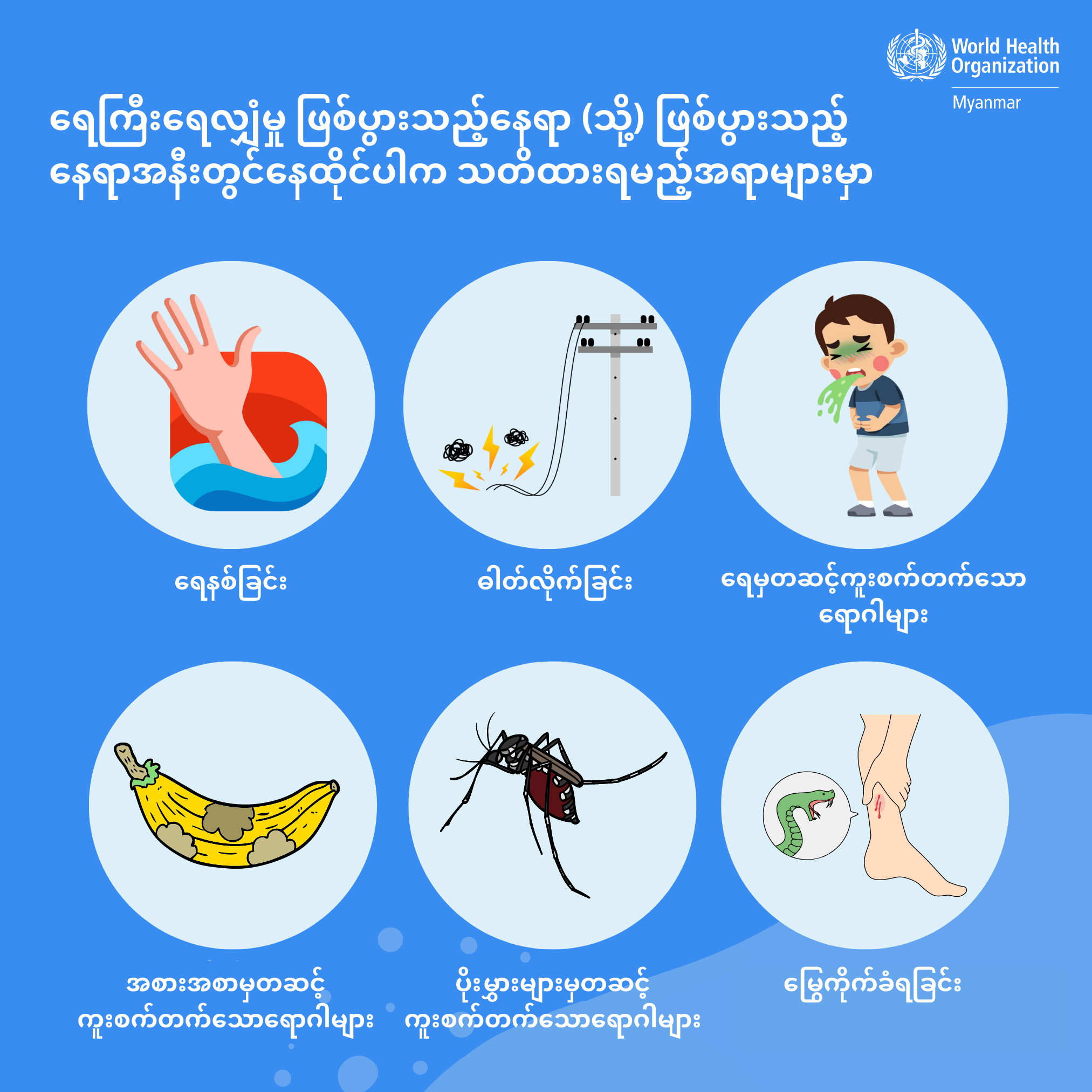 If In Or Close To A Flooded Area Be Cautious Against In Myanmar Language