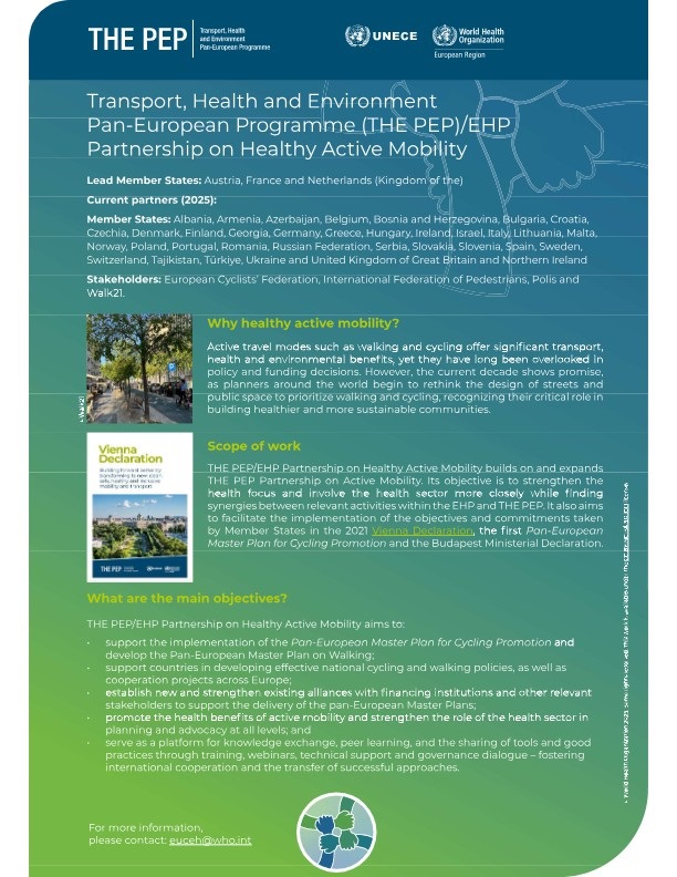 THE PEP/EHP Partnership on Healthy Active Mobility - leaflet